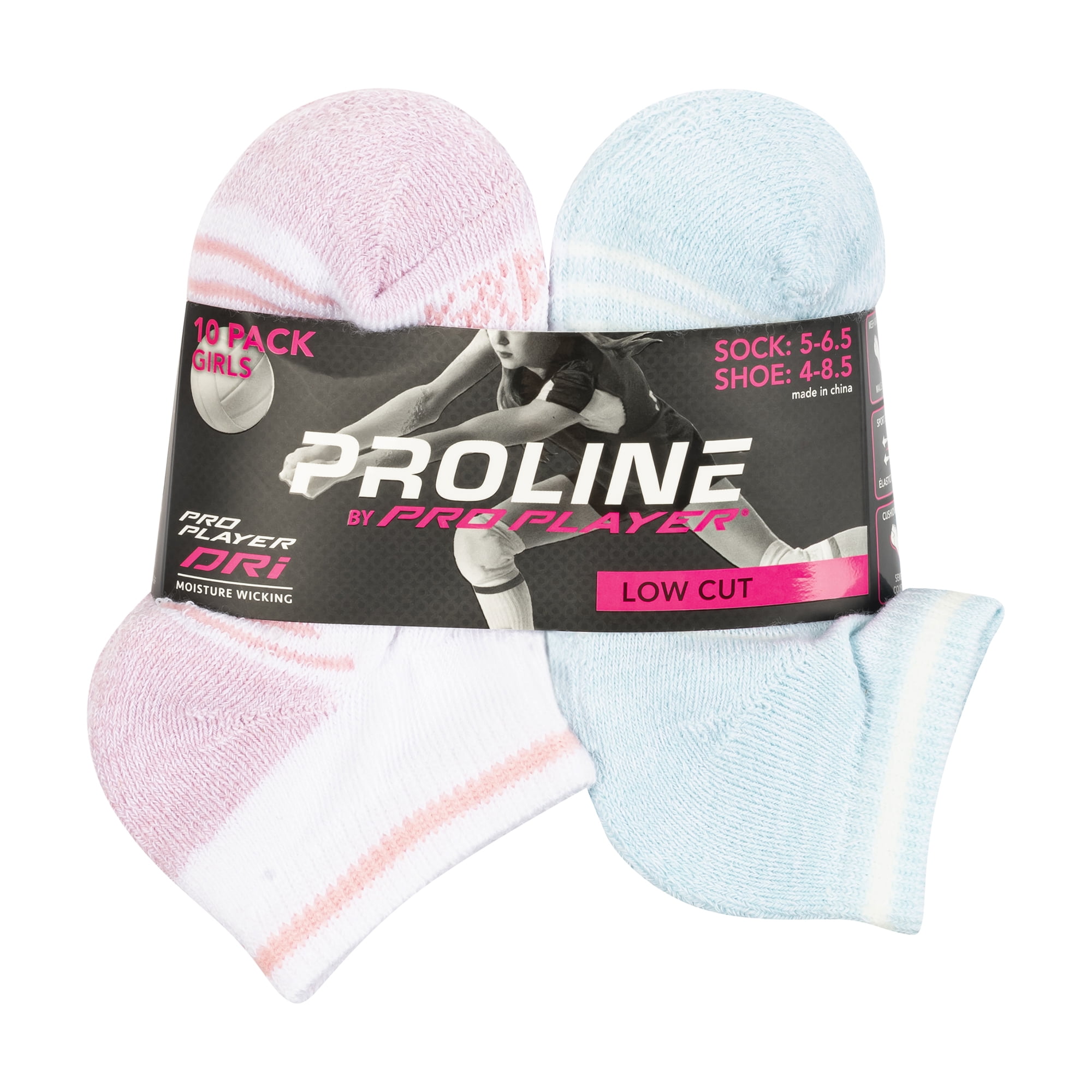PROPLAYLEG Girls Low Cut Athletic Socks 10 Pack, Cushioned, Reinforced ...