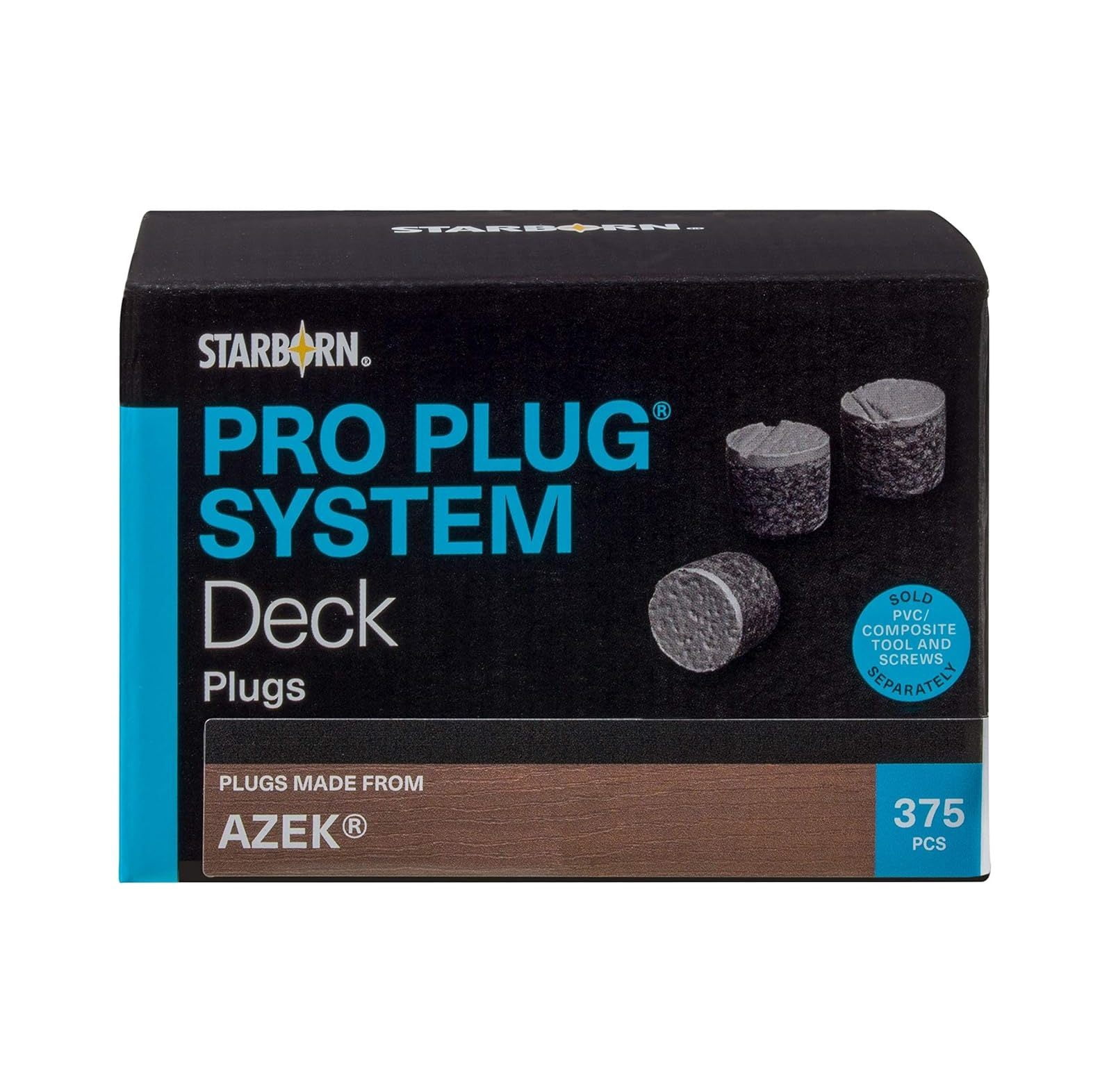 Pro Plug PVC Plugs for Azek Island Oak Decking, 375 Plugs for 100 sq ft ...