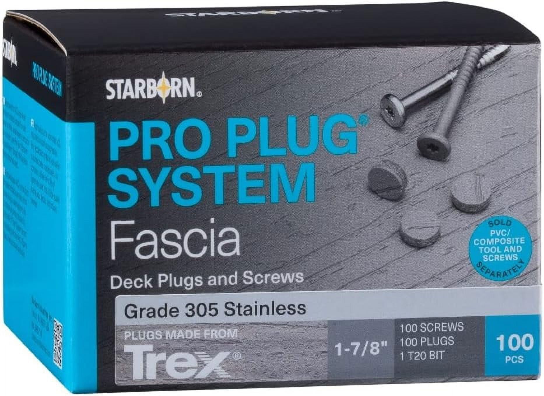 Pro Plug System for Fascia Plug & Screw Kit - Trex Wood Grain White ...