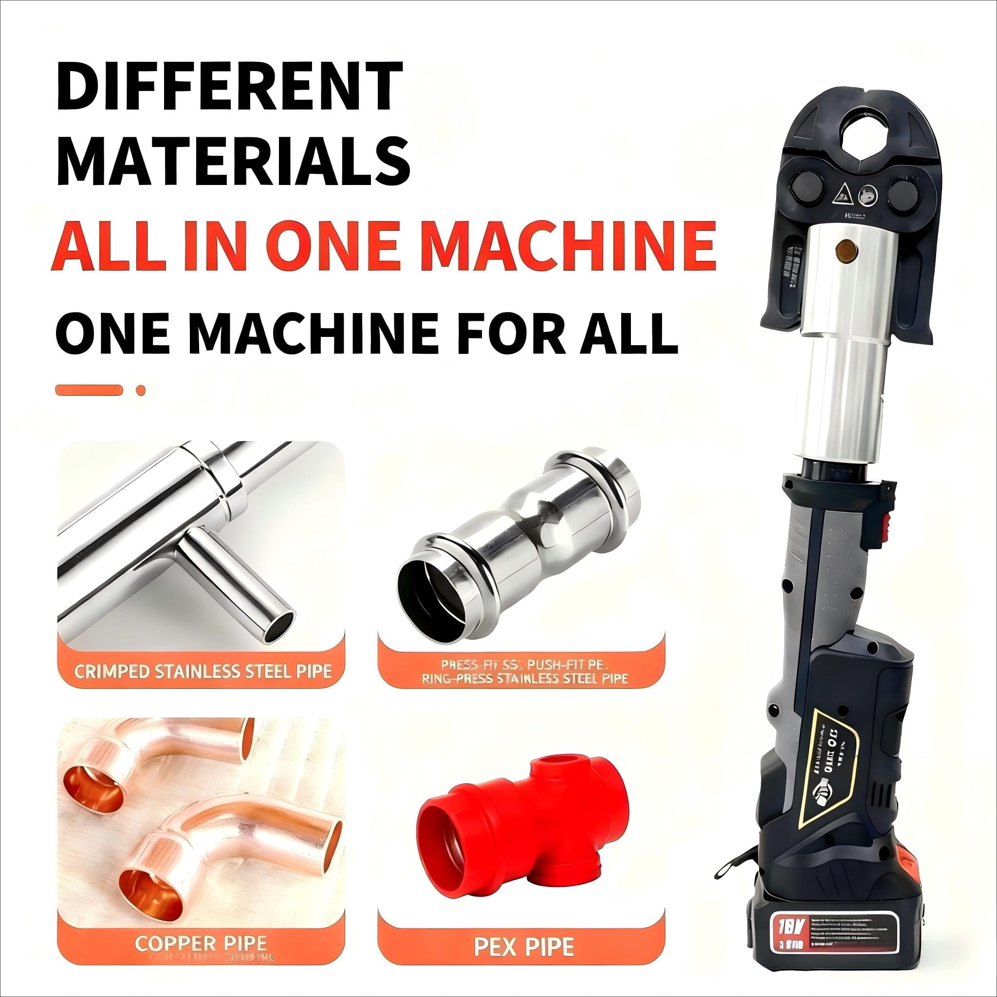 Pro Press Tool, 18V Electric Pipe Crimping Tool for 1/2" to 2 ...