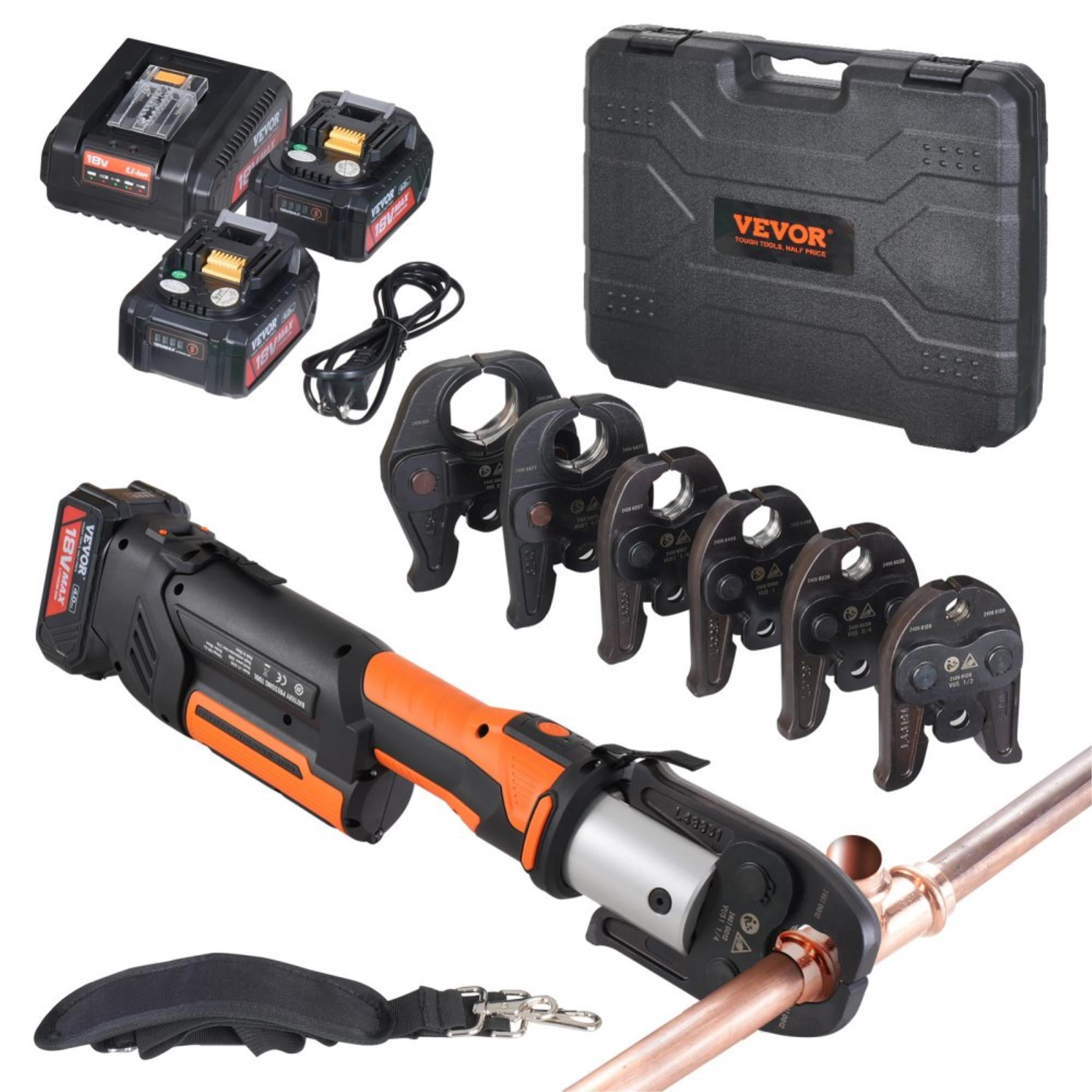 Pro Press Tool Pipe Crimping Kit - Battery-Powered with 6 Jaws for ...