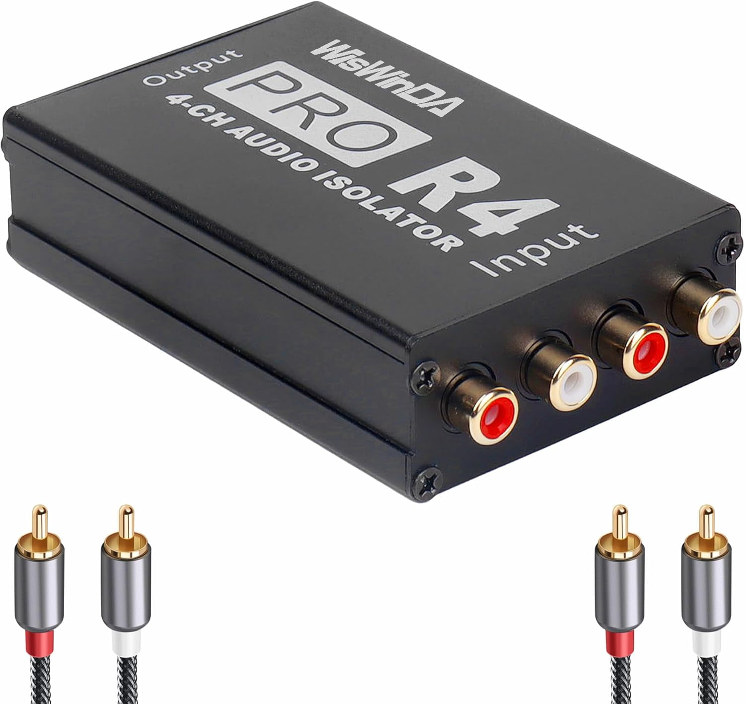 Pro RCA 4Channels HiFi Stereo Ground Loop Noise Isolator Gold Coating RCA Connectors Aluminum ...
