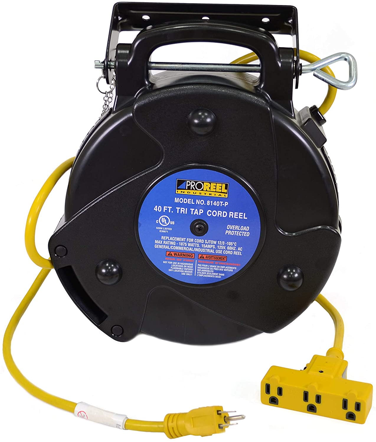 Pro-Reel 8140T-P Heavy Duty Industrial Retractable Extension Cord Reel ...
