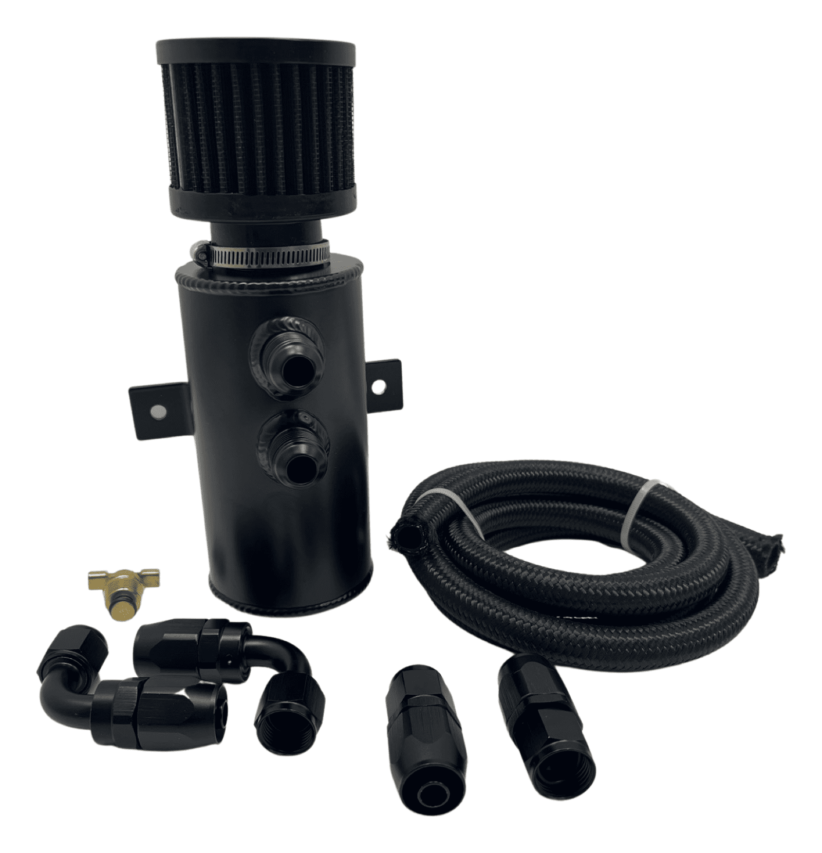 Pro Series Baffled 10AN Oil Catch Can Hose Kit and Fittings Universal ...