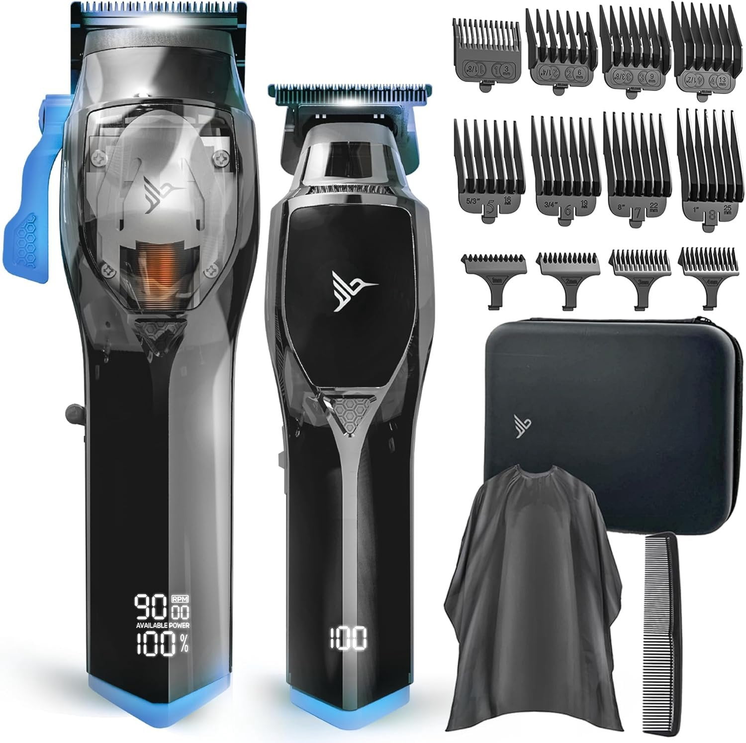 Pro Series Hair Clippers and Trimmer Set - 9,000 RPM Brushless , DLC ...