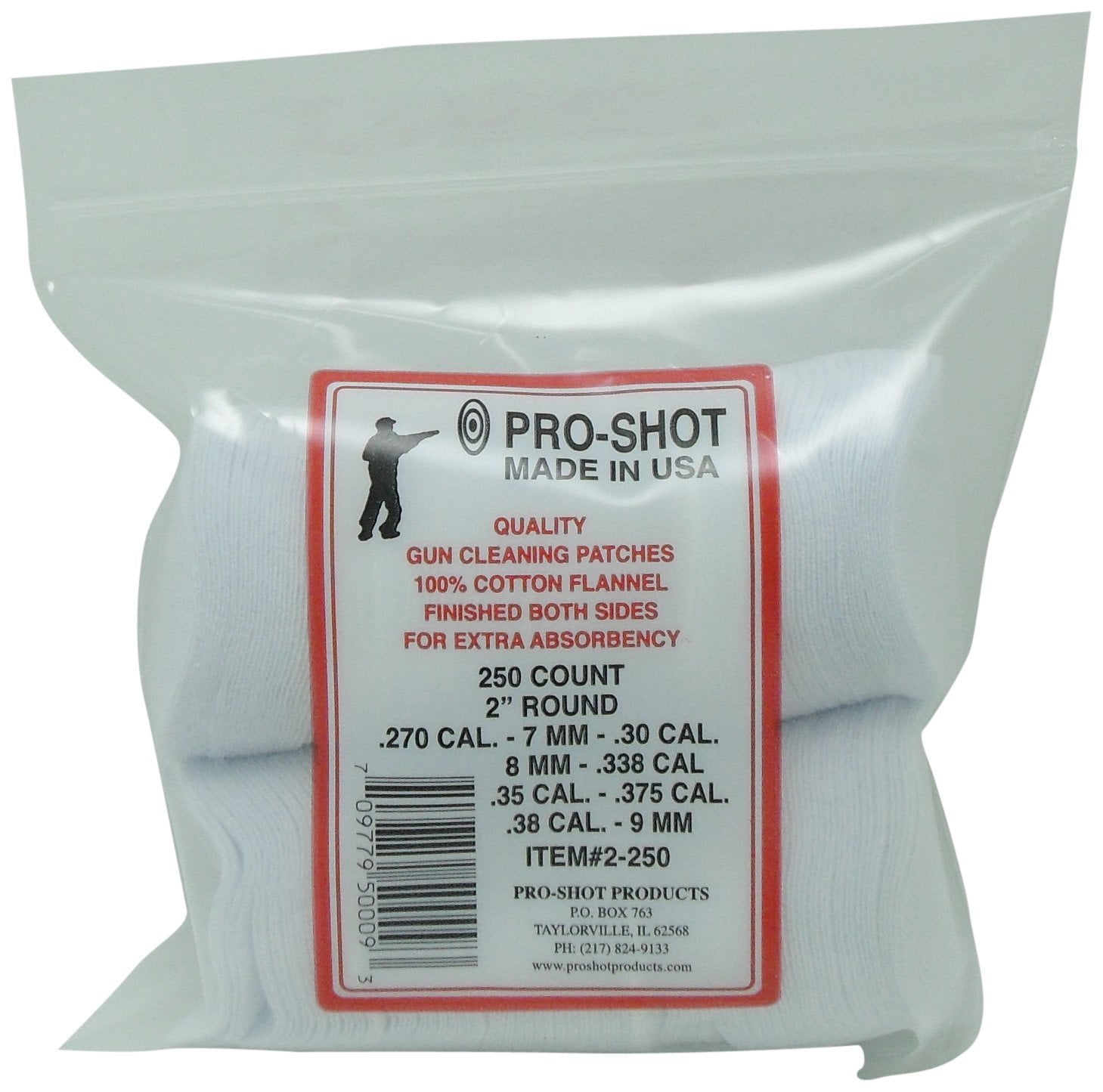 Pro-Shot Products 250 Count 2" Round Cleaning Patches 100% Cotton ...