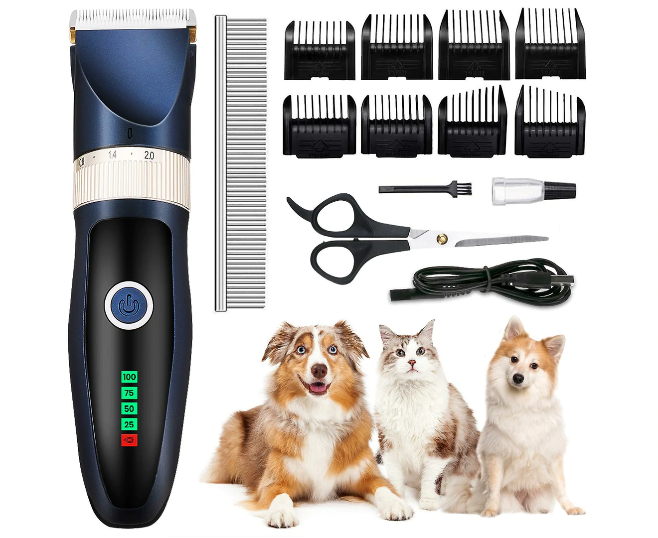 Pro Silent Pet Hair Grooming Clipper Trimmer Shaver Dog Electric Shaver ...