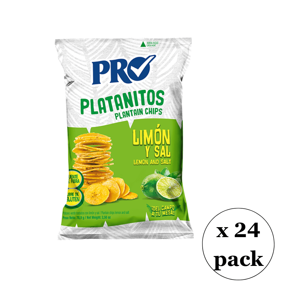 Pro Snack - Plantain chips lemon and salt 2.46 oz pack x24 units ...