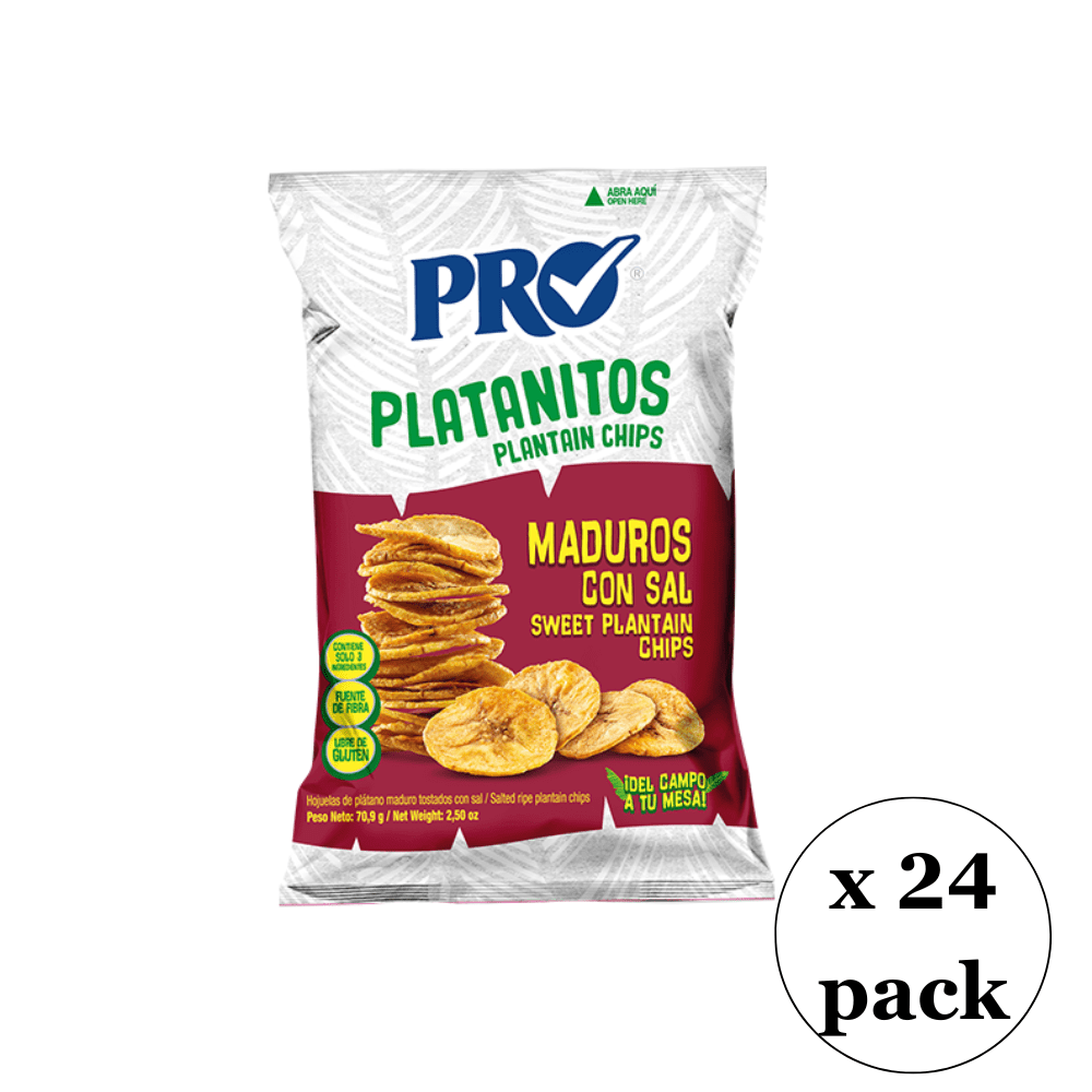 Pro Snack - Plantain chips ripe and salted 2.46 oz pack x24 units ...