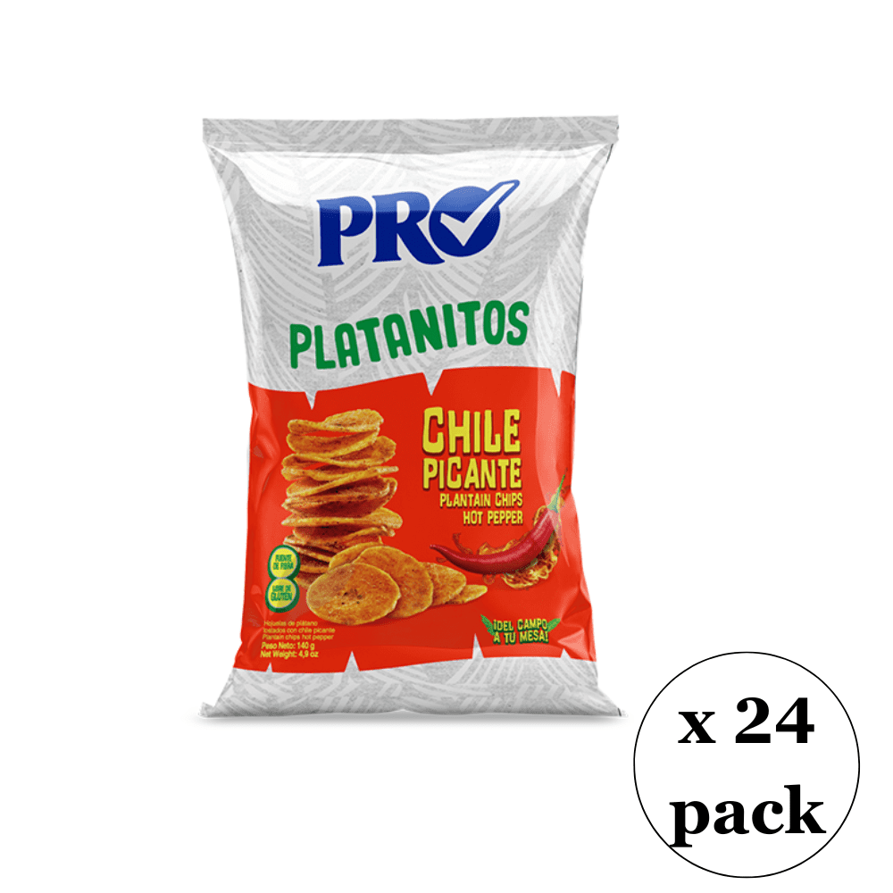 Pro Snack - Plantain chips ripe hot pepper 2.46 oz pack x24 units ...