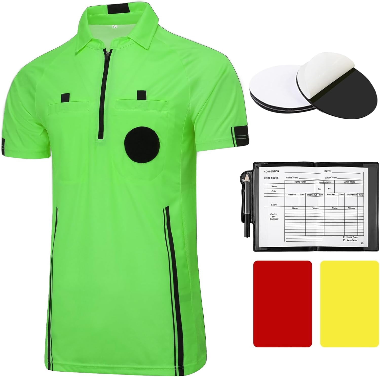 Pro Soccer Referee Shirt Jersey Short Sleeve Ref Costume Uniform with ...