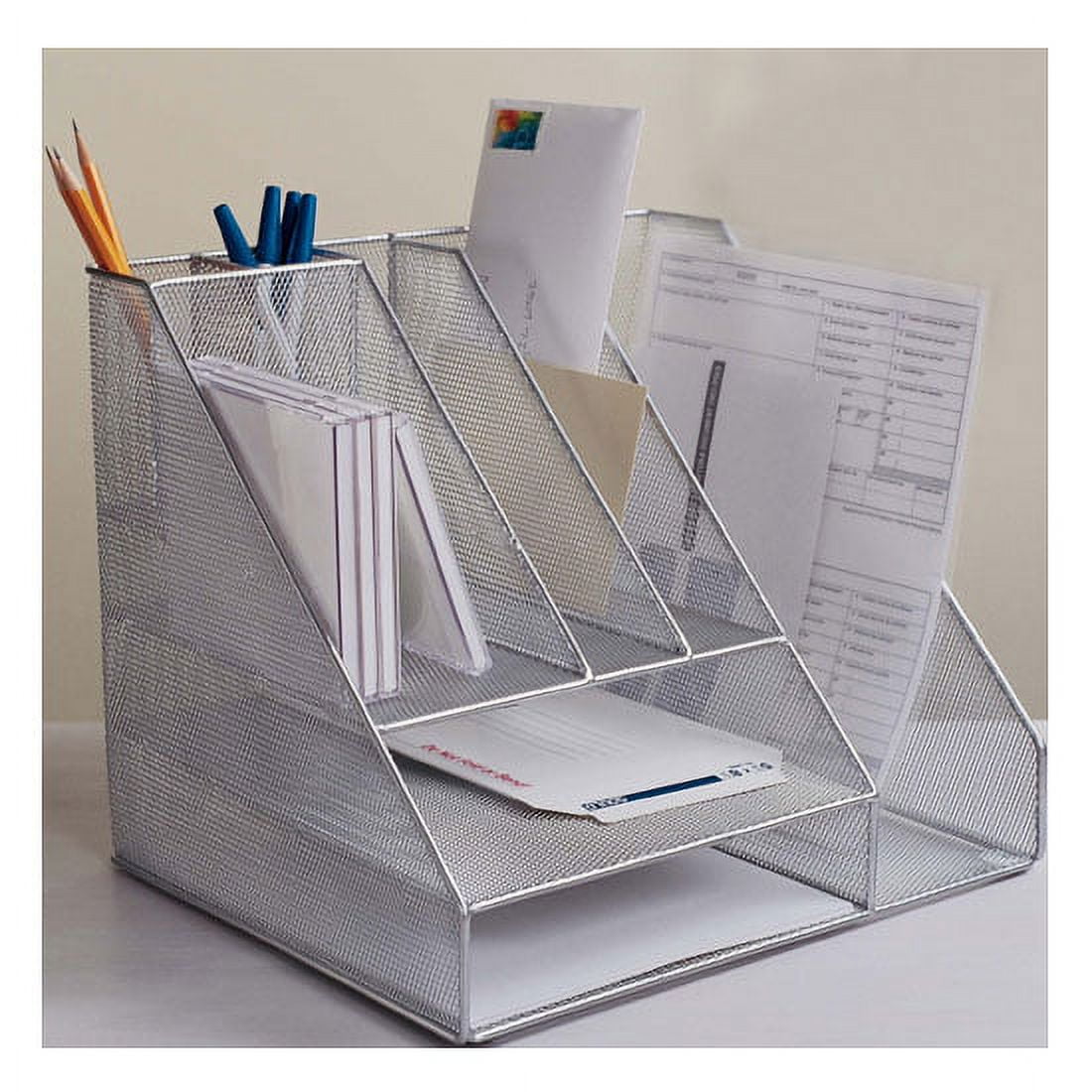 Pro Space Desk Organizer Office Pencil Holder Book Storage Stand Wire ...