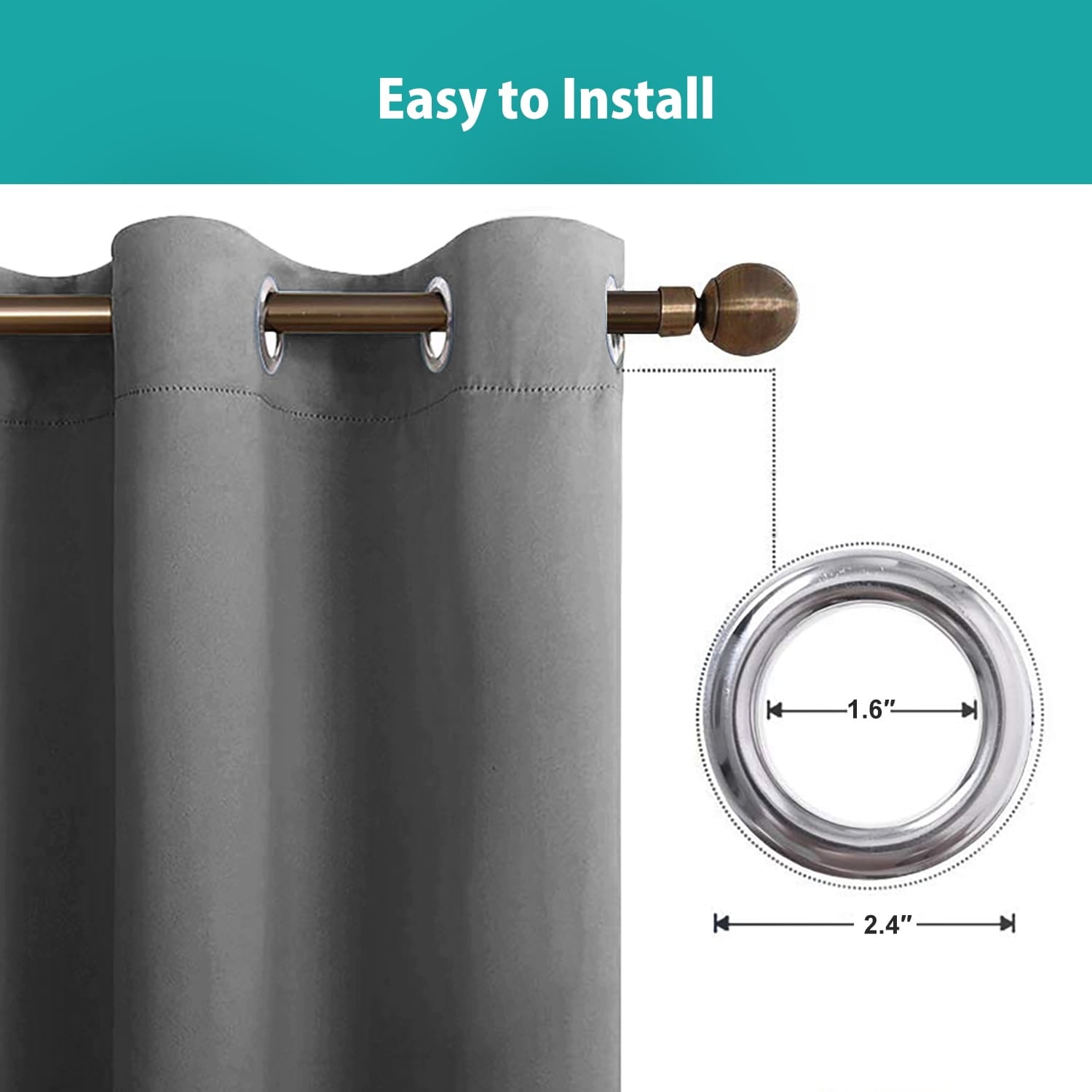 Pro Space Grommet Top Insulated Thermal Blackout Window Curtain Solid ...