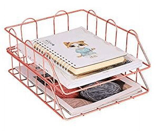 Pro Space Stackable Letter Trays Wire Mesh Paper Book File Organizer ...