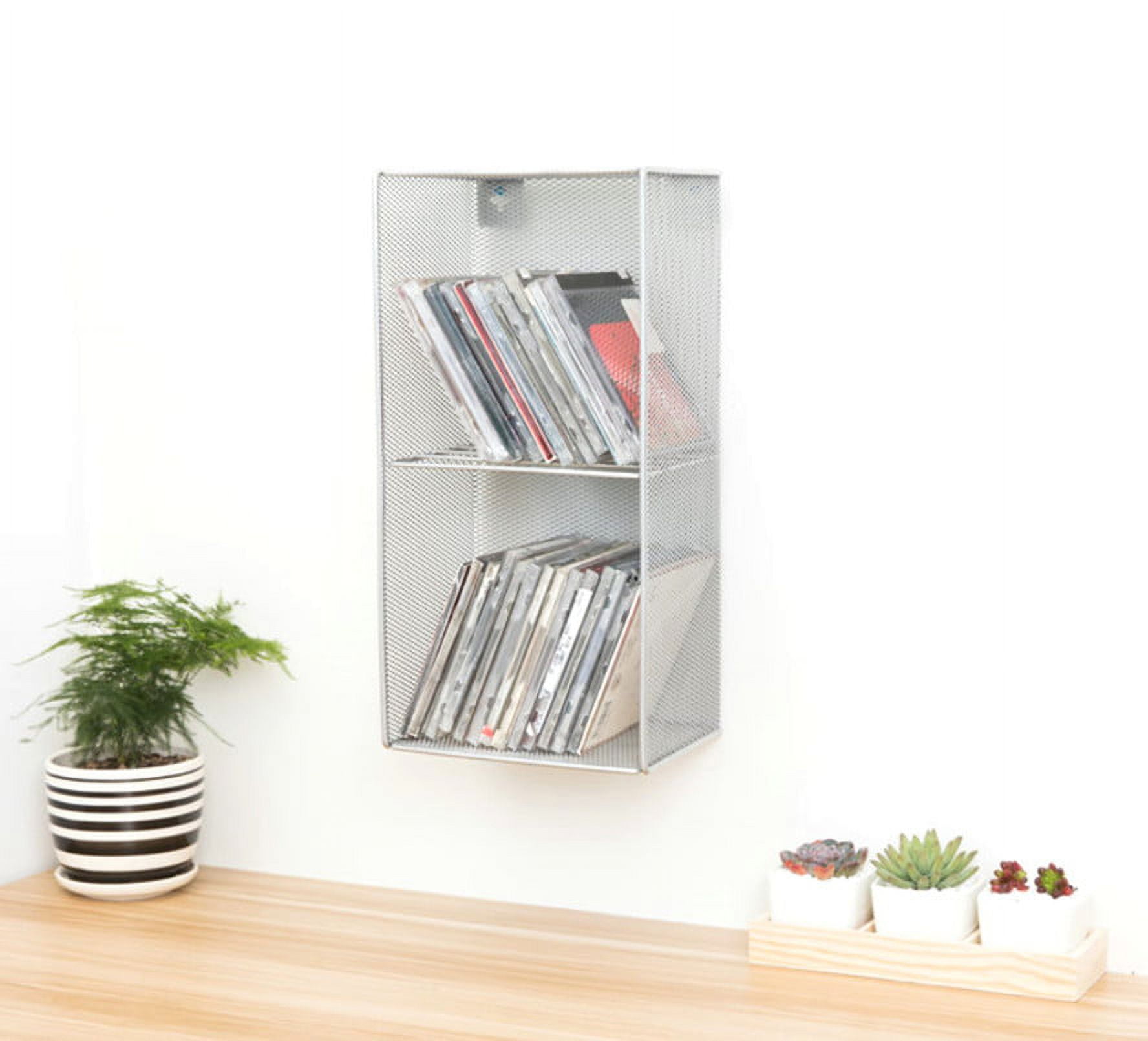 Pro Space Wall Mount CD Holder DVD Storage Box Metal Mesh Book Rack, 2 ...