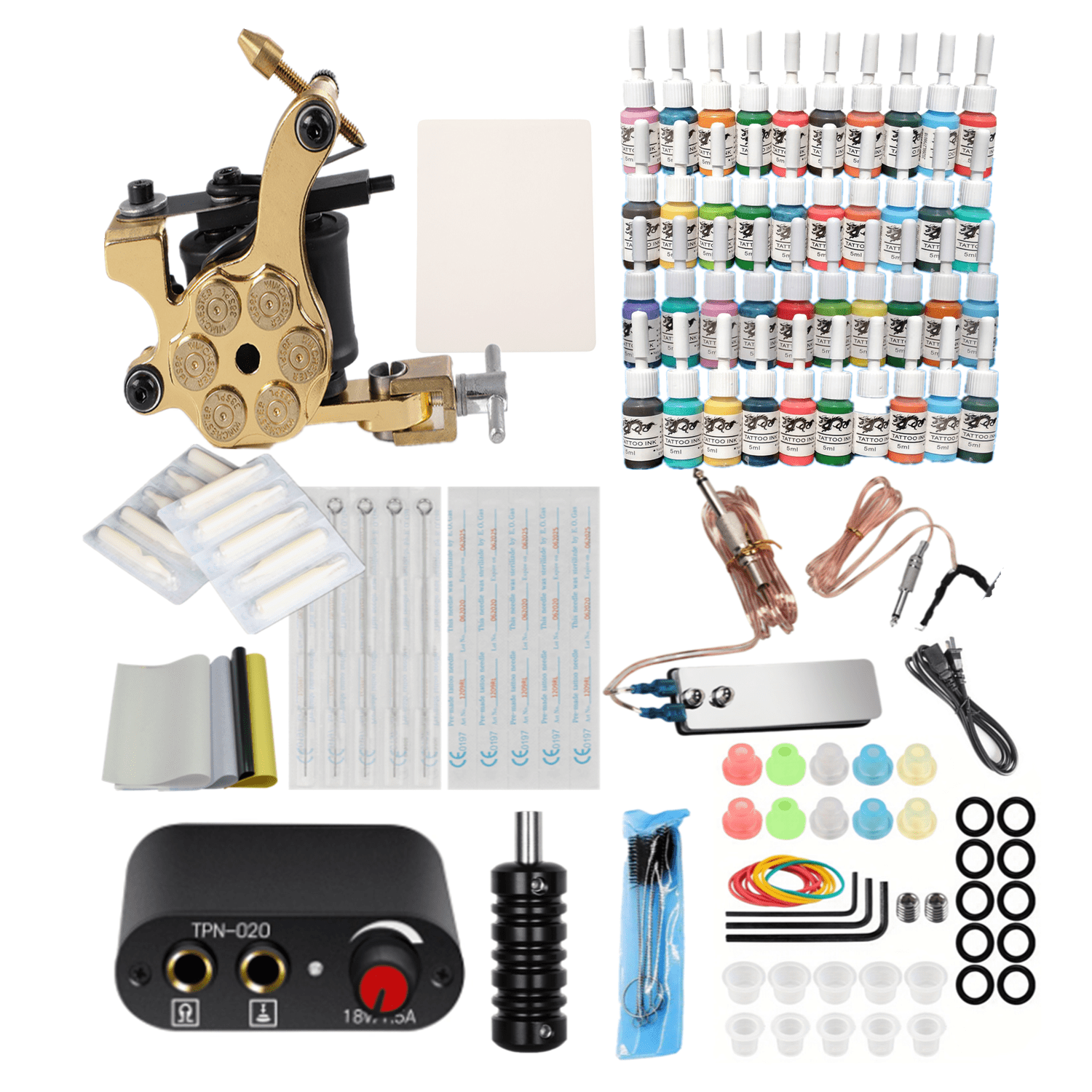 Pro Tattoos Machine Set rotary Tattoos Pen Power Supply 10 Inks 10Pcs ...