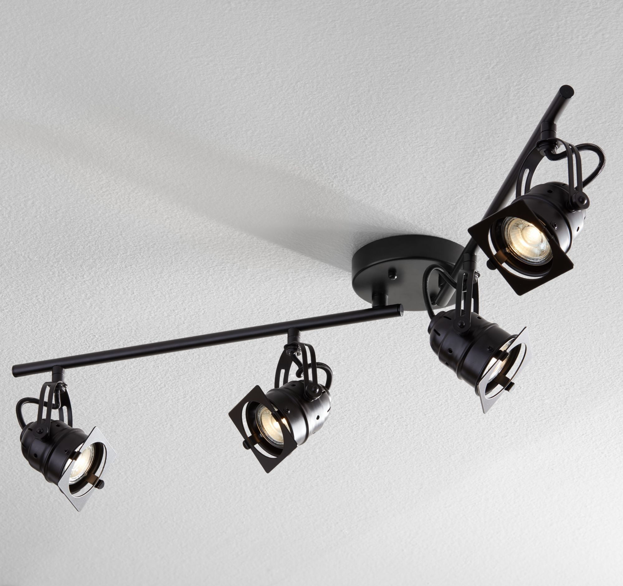 Pro Track Hamilton 4-Head LED Ceiling Track Light Fixture Kit Swing Arm ...