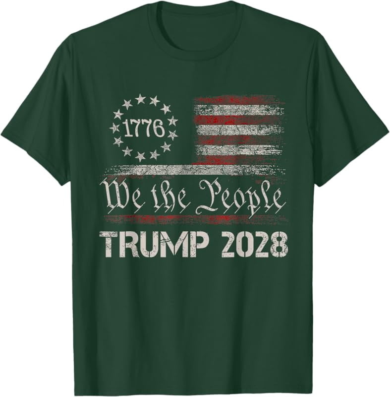 Pro Trump 2028 President America US Flag Retro 4th Of July T-Shirt ...