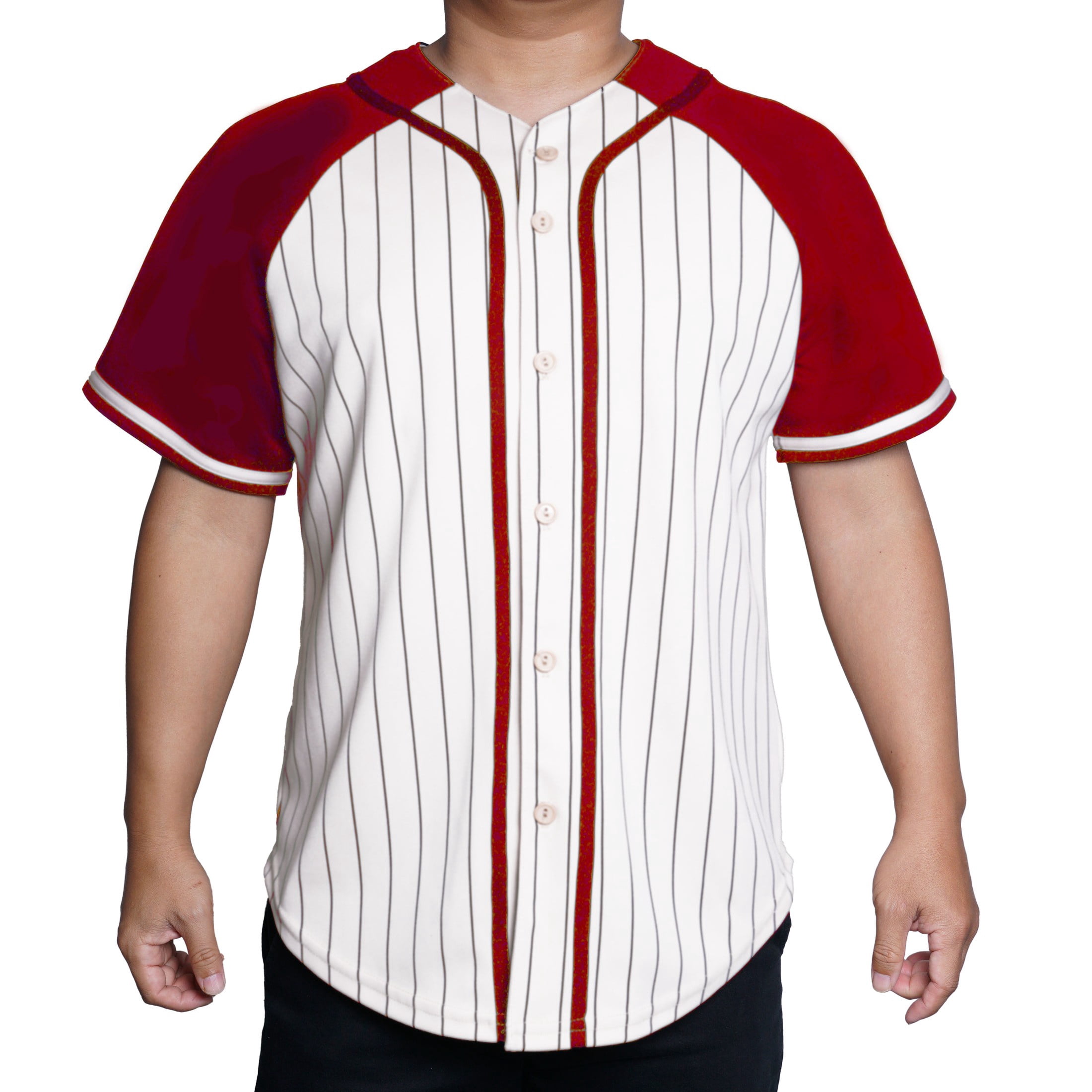 Pro USA Mens Baseball Raglan Stripe Jersey Button Down Shirt -Team ...