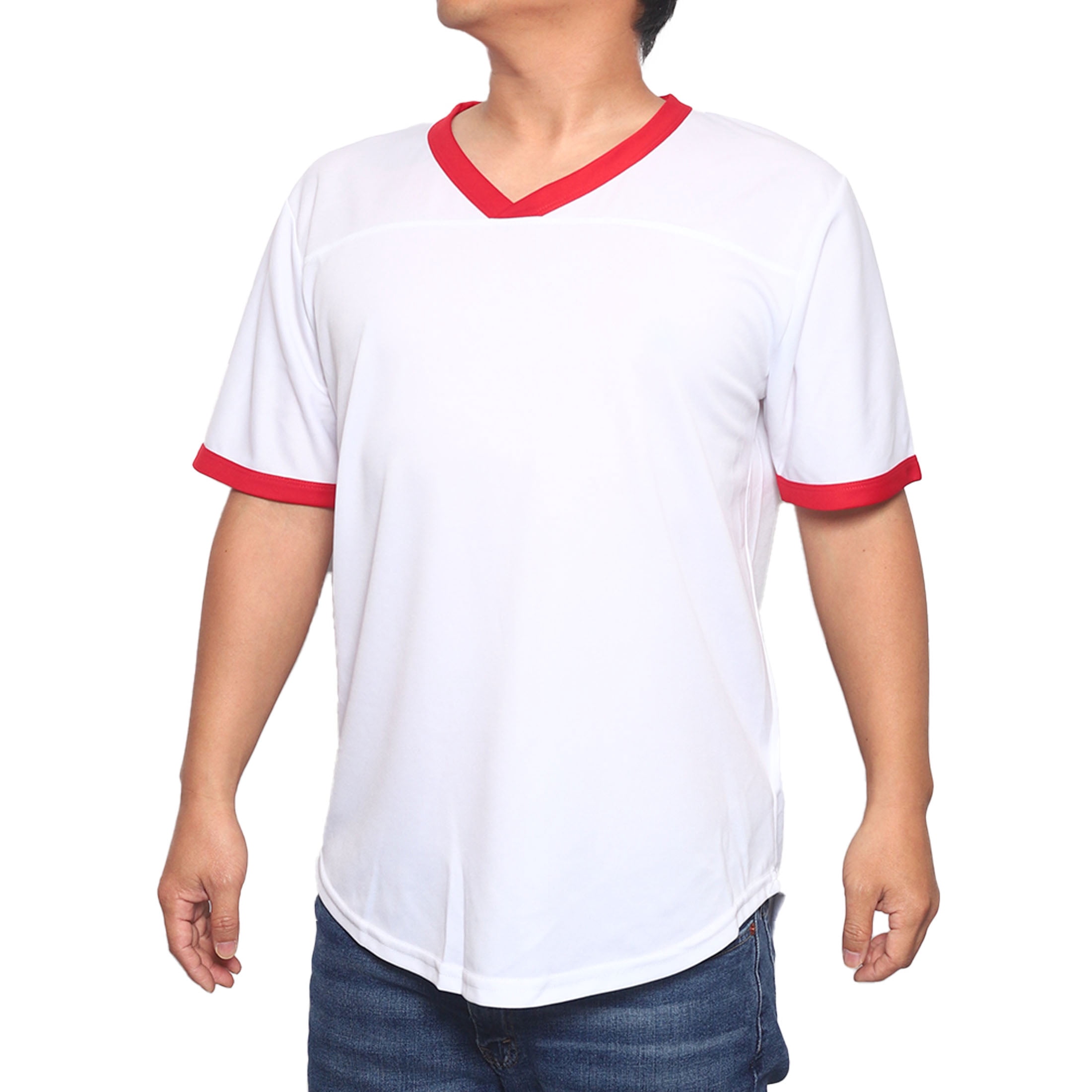 Pro USA Mens Two Tone V-Neck T Shirt Short Sleeve Solid Basic Tee Gym ...