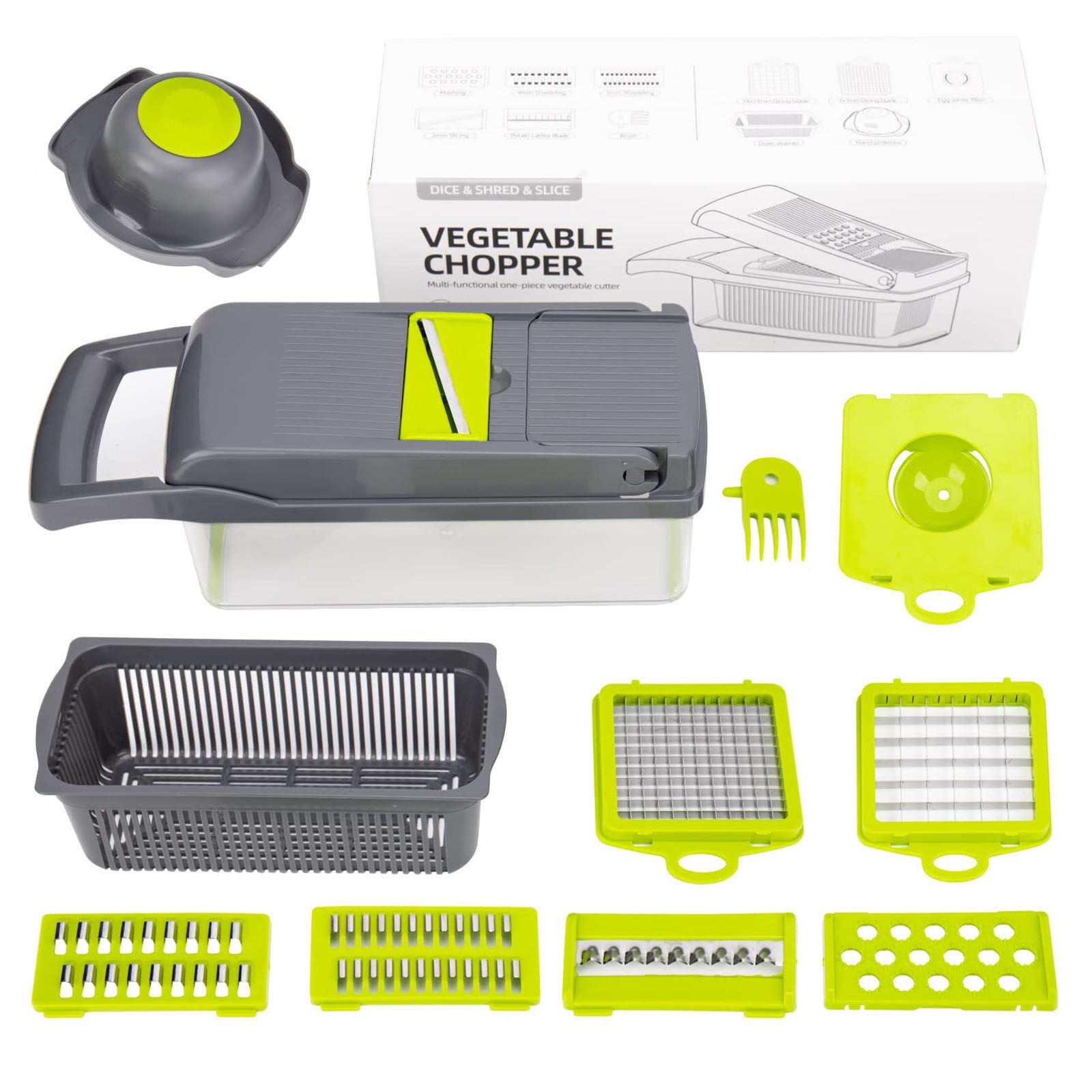 Pro Vegetable Chopper with 8 Blades:Mandoline Slicer Onion Chopper ...