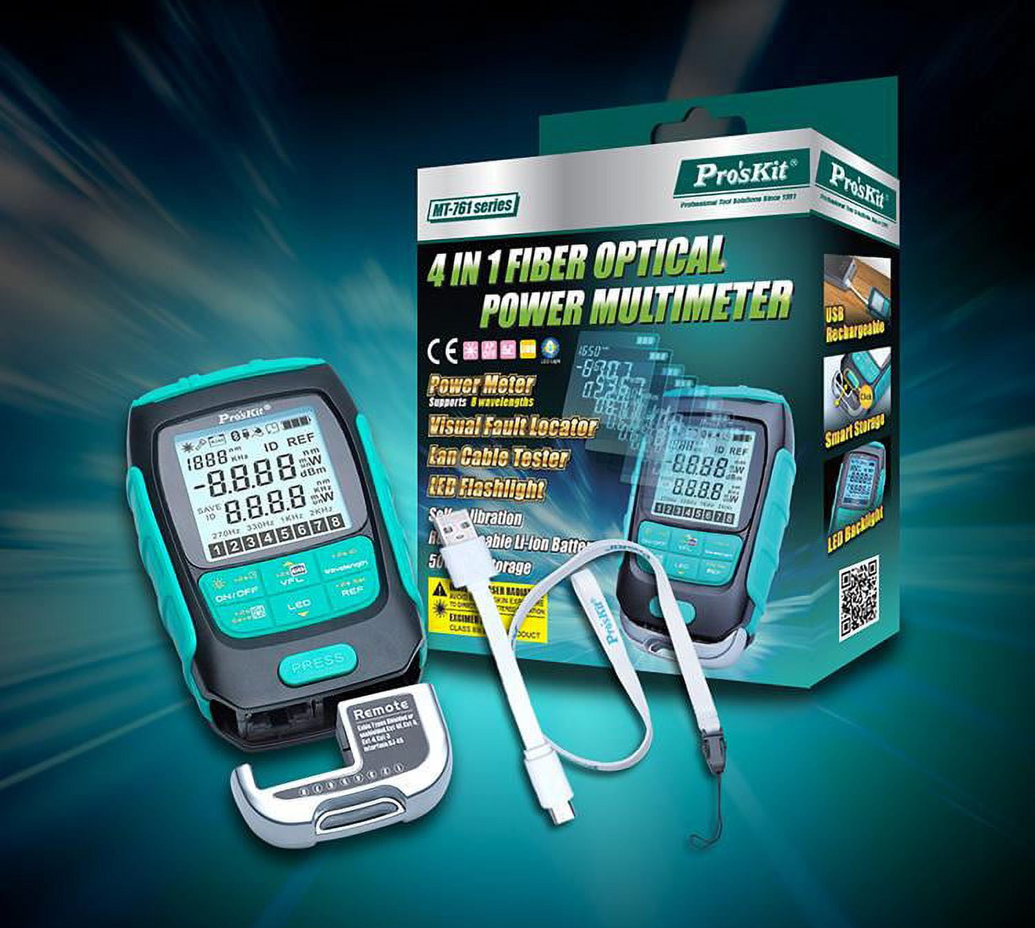 Pro'sKit MT-7615 Optical Power Meter 4 in 1 Multifunction Fiber Network ...