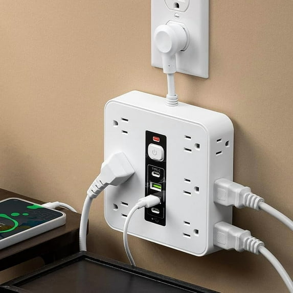 Pro16-in-1 Surge Protector Power Strip, 2 USB-C + 2 USB-A Ports,12 Wide ...