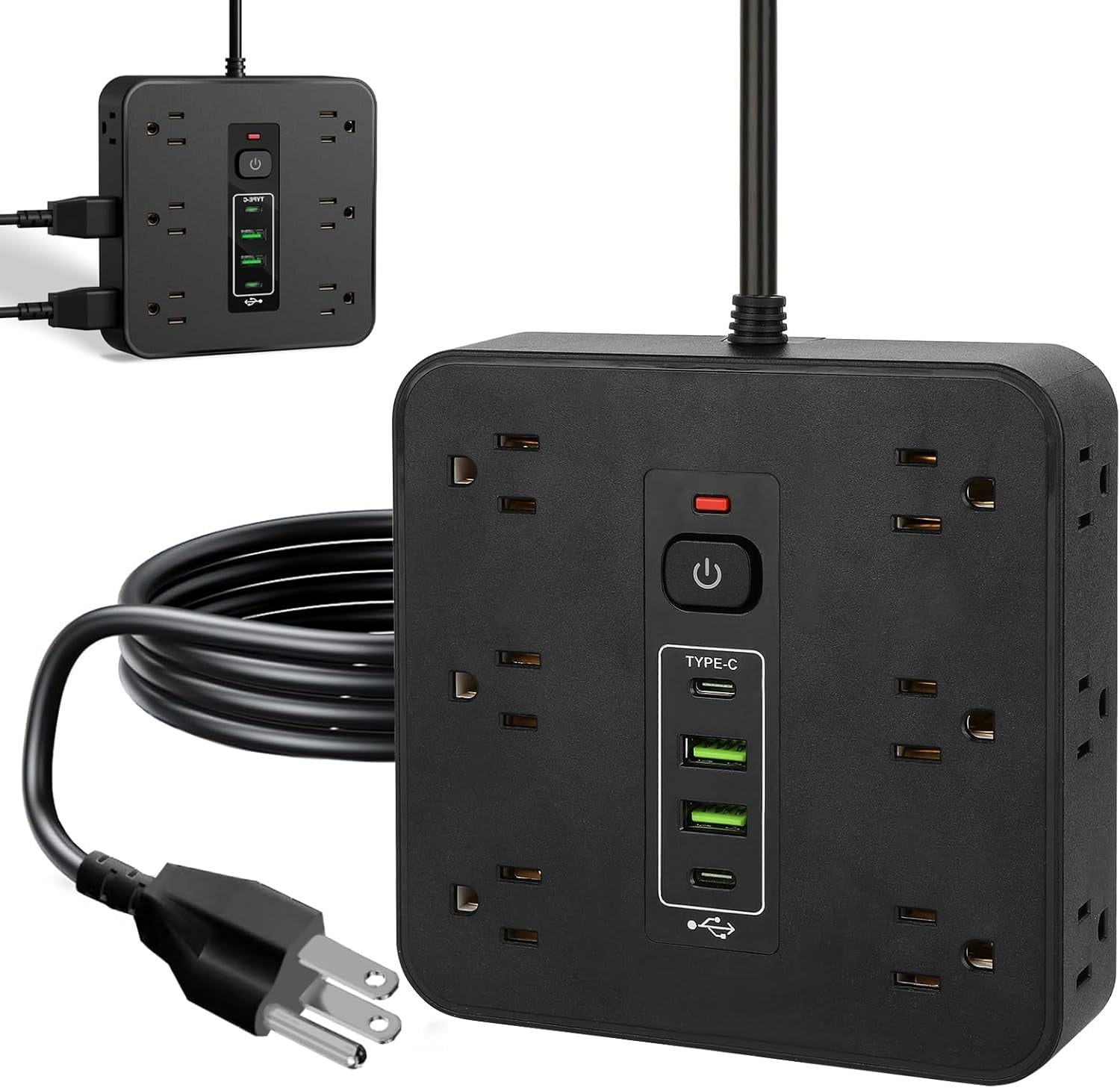 Pro16-in-1 Surge Protector Power Strip, 2 USB-C + 2 USB-A Ports,12 Wide ...