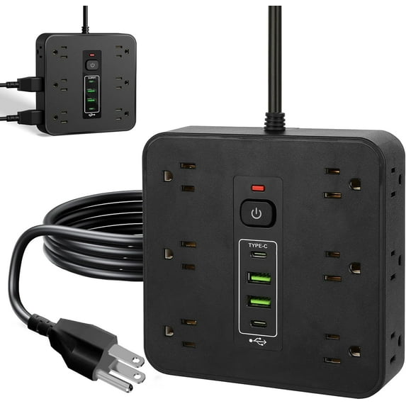 Pro16-in-1 Surge Protector Power Strip, 2 USB-C + 2 USB-A Ports,12 Wide ...