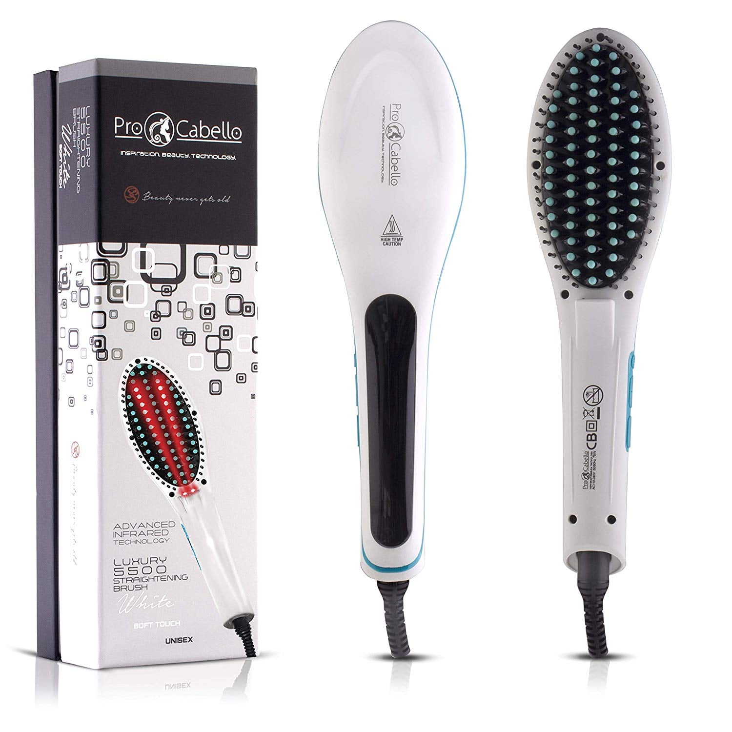 ProCabello Hair Straightener Detangling Brush Ceramic Tourmaline ...