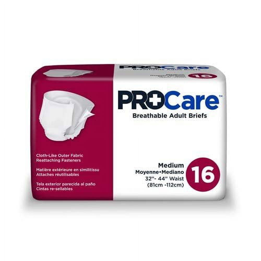 ProCare Breathable Medium Adult Briefs/Diapers, 4 Bags of 16 (34"-44 ...