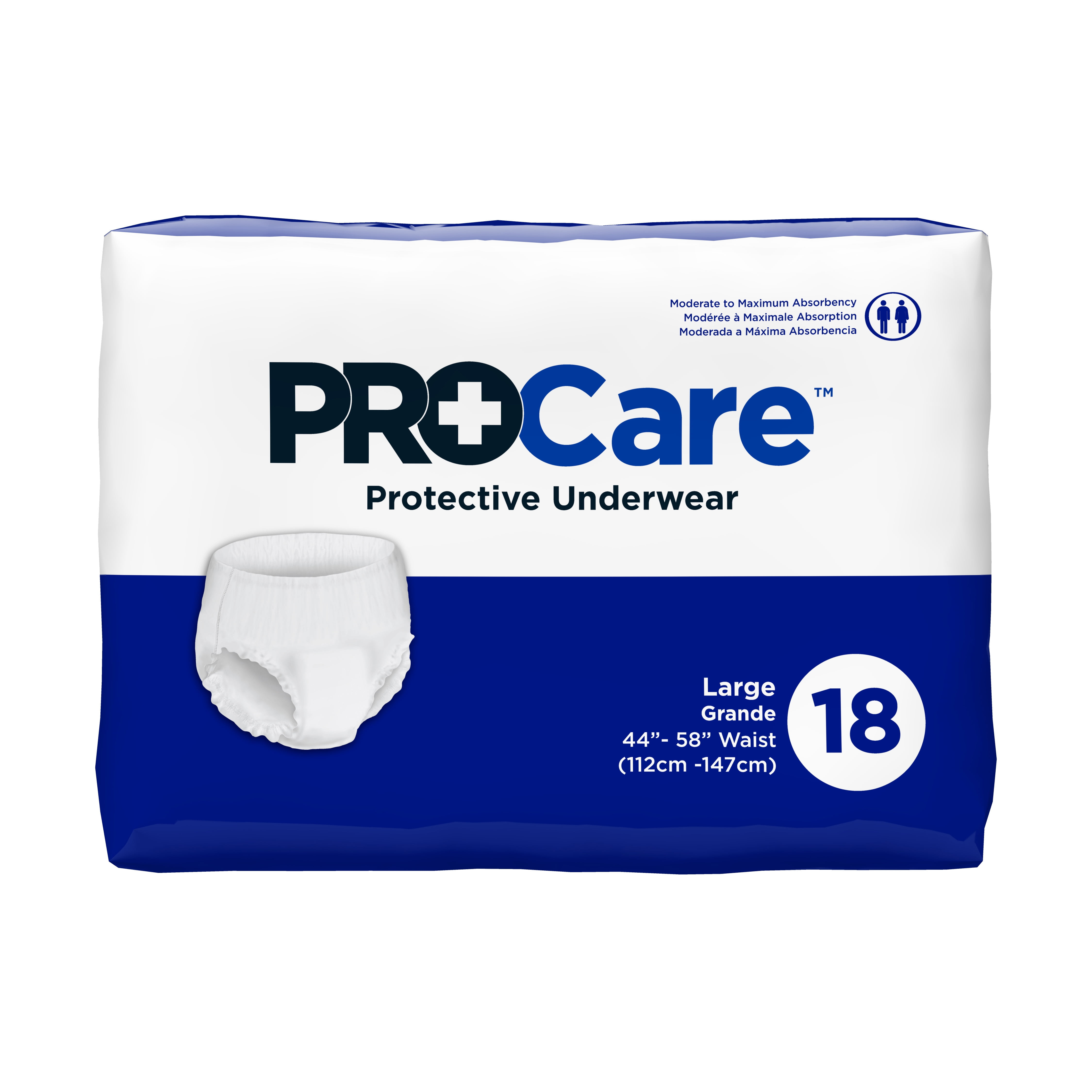 ProCare Adult Disposable Underwear, Pull On with Tear Away Seams, Large ...
