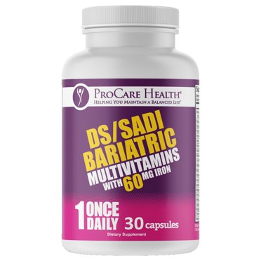 ProCare Health Daily Bariatric Multivitamin Capsule with 45mg Iron, Easy to Swallow, 30 Day ...