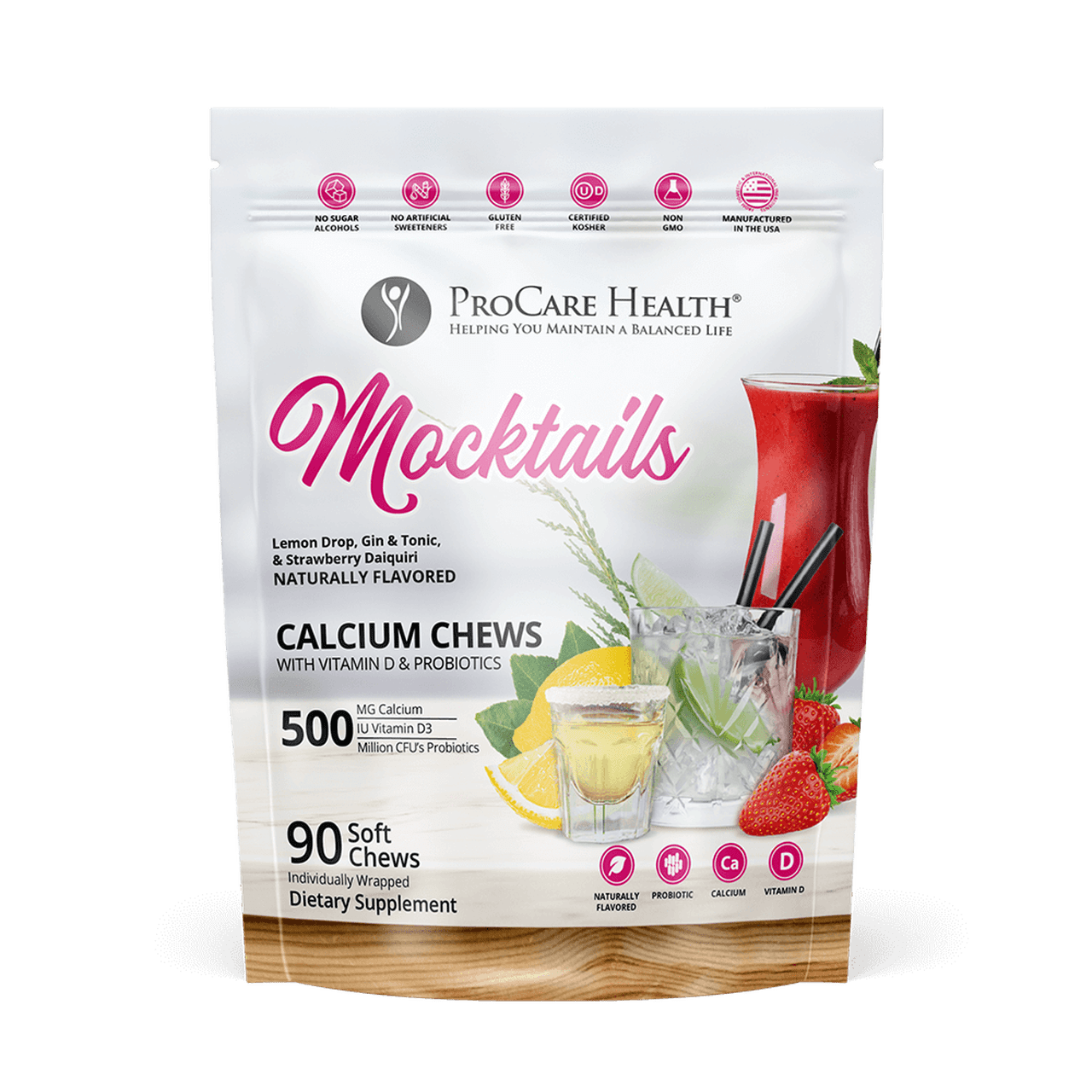 ProCare Health Calcium Soft Chew 500mg - Mocktails Assortment (90 count ...