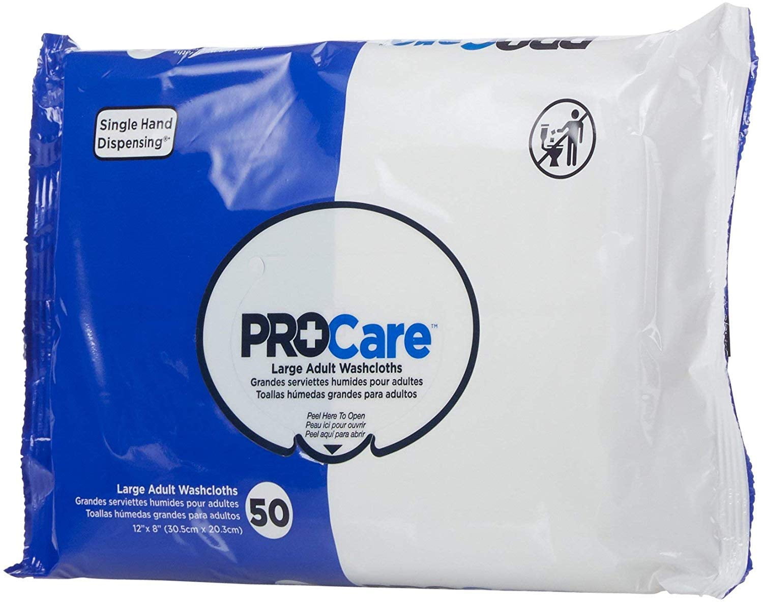 ProCare Washcloth Wipe, 8"x12", Soft Pack, 50 Pack, Vitamin E/Aloe, CRW ...