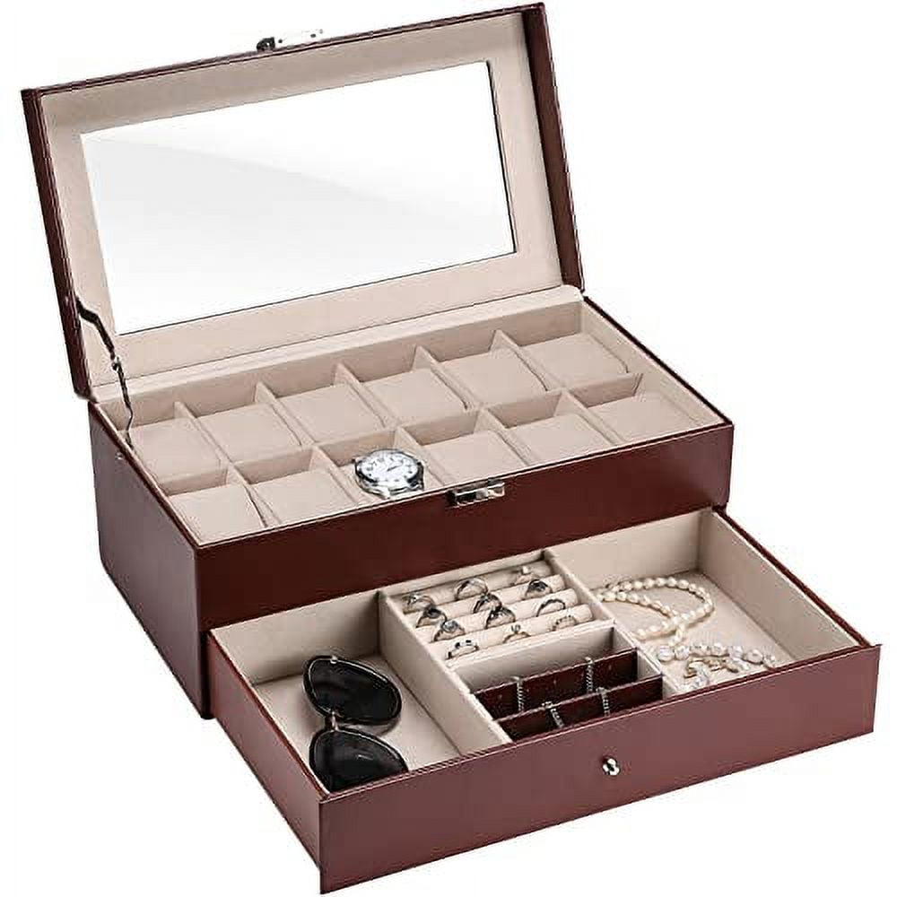ProCase 12 Slots Watch Box Watch Case for Men Women, Mens Jewelry Box ...