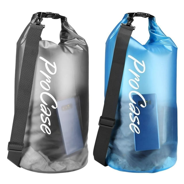 ProCase 2 Pack Floating Waterproof Dry Bag Clear 20Liter, Roll Top ...