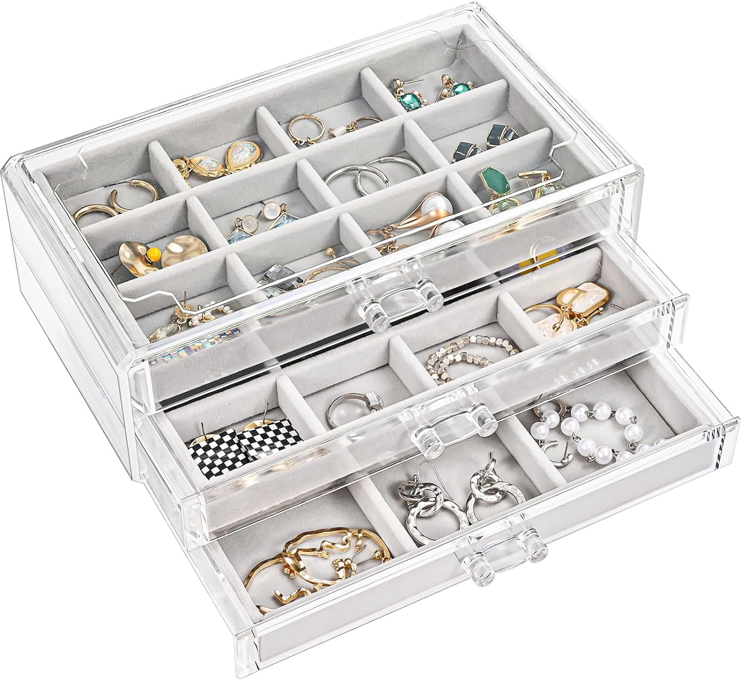 ProCase Clear Acrylic Jewelry Box, Large Stackable Organizer with ...