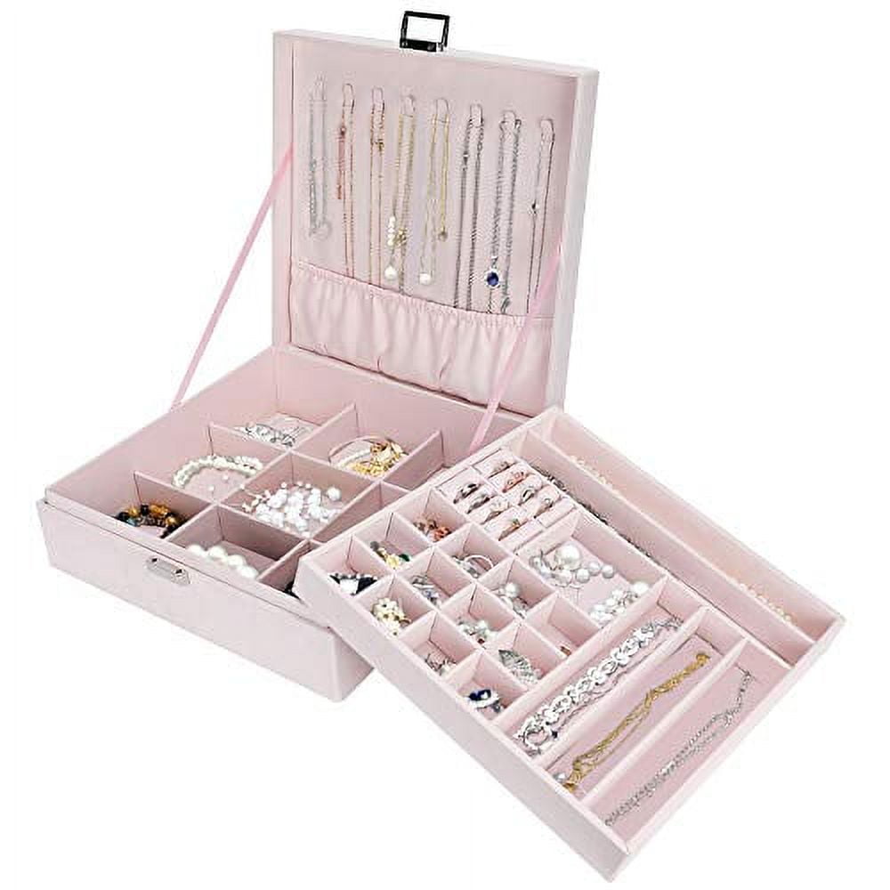 ProCase Jewelry Box Organizer for Women Girls, Two Layer Jewelry ...