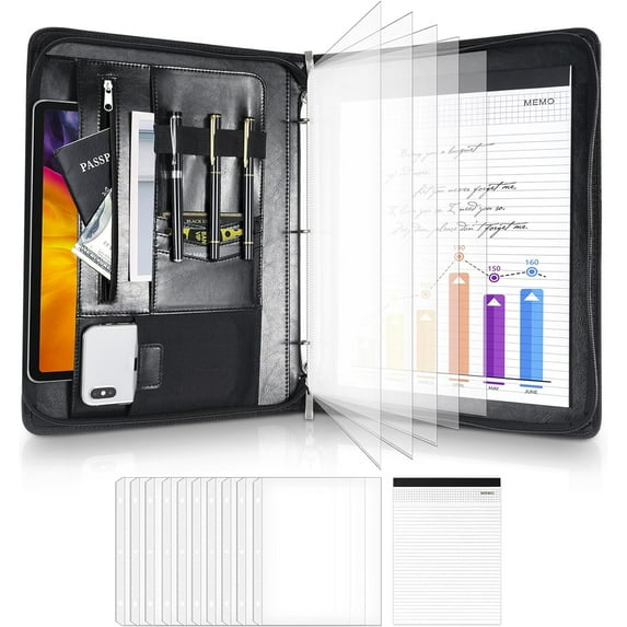 ProCase 3-Ring Padfolio Organizer - PU Leather Folder for Resume ...