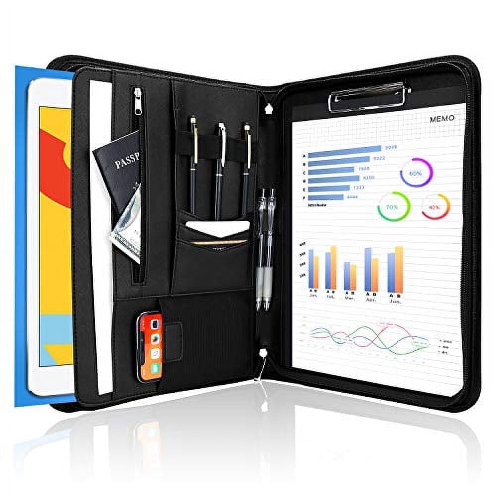 Procase Portfolio Binder, Leather Padfolio, Zipper Notepad, Tablet ...