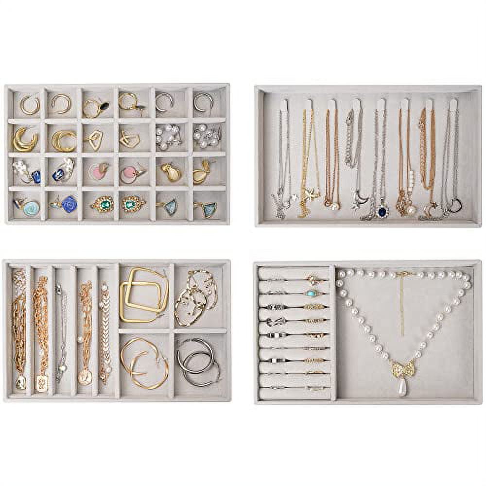 ProCase Jewelry Box: 4 Stackable Organizer Trays for Earrings ...