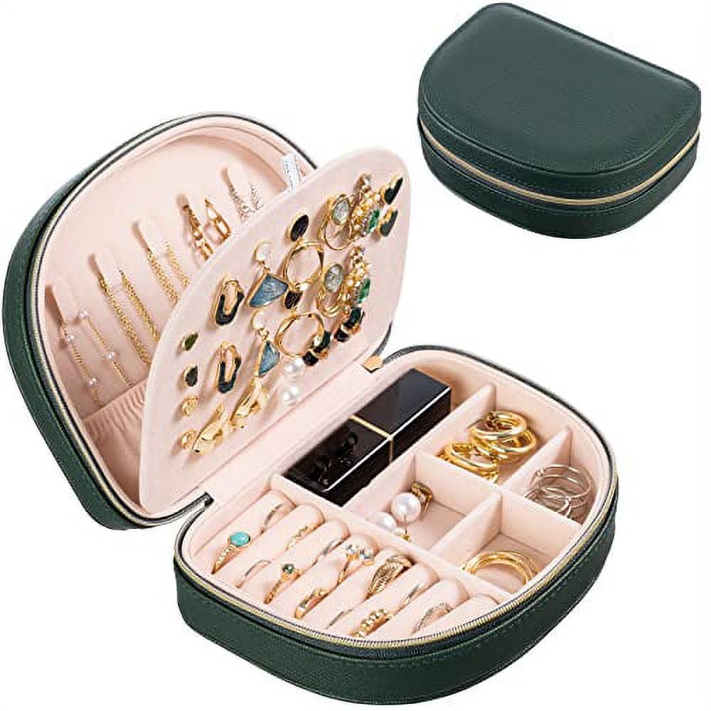 ProCase Portable Travel Jewelry Box, 2 Layer PU Leather Organizer ...
