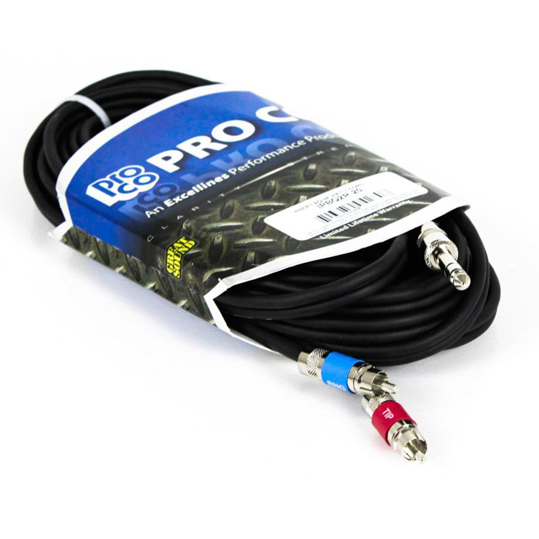 ProCo Excellines 20-foot Insert Y Cable 1/4 TRS to Dual RCA - IPBQ2R-20 ...