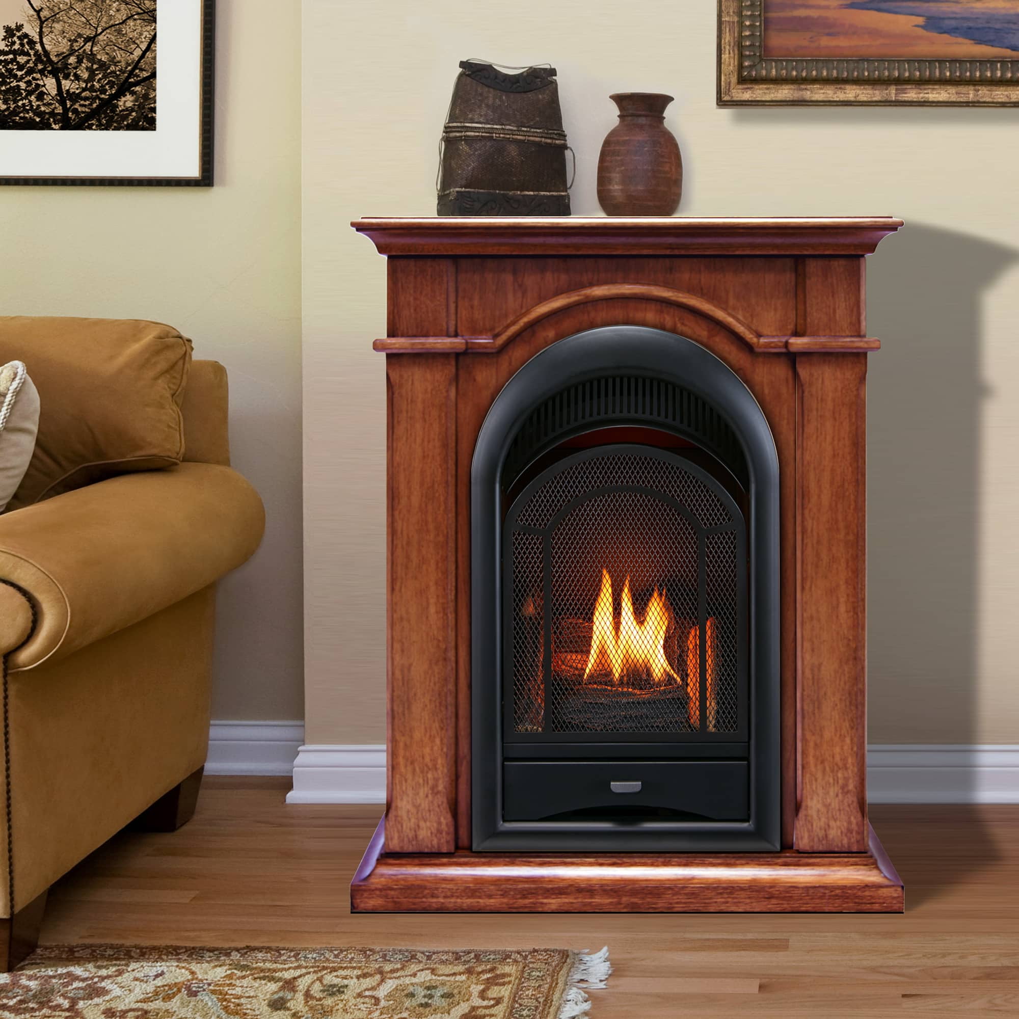ProCom Dual Fuel Vent Free Gas Fireplace System - 15,000 BTU, T-Stat ...