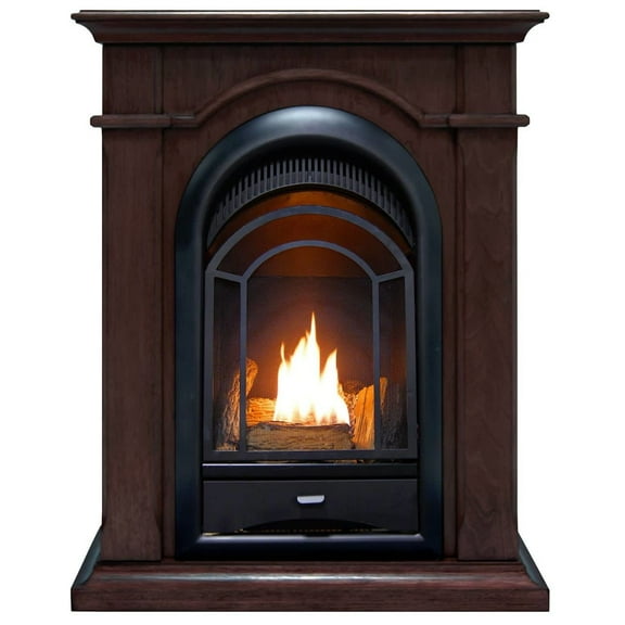 ProCom Dual Fuel Ventless Gas Fireplace System With Corner Combo Mantel ...