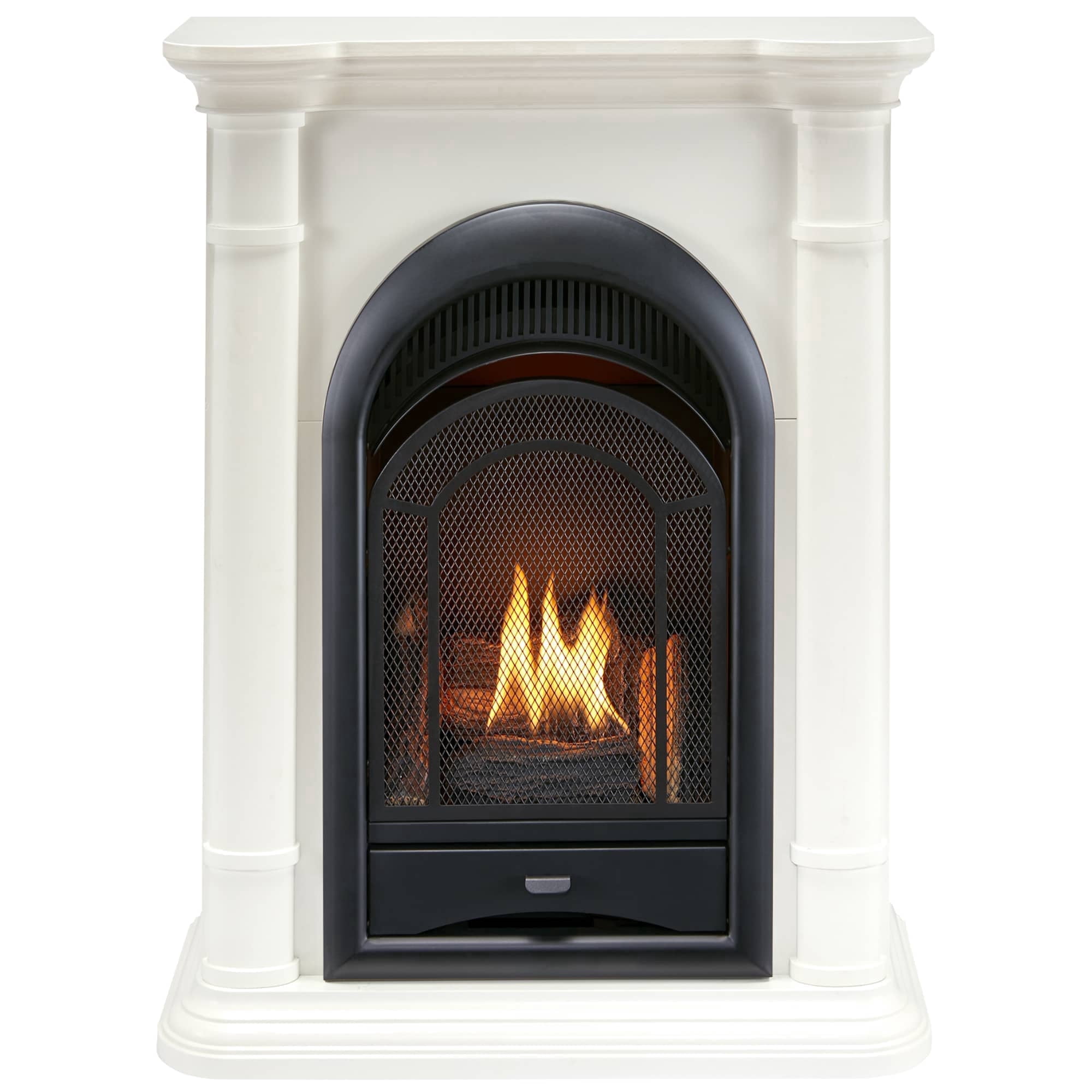 ProCom Dual Fuel Ventless Gas Fireplace System With Corner Combo Mantel ...