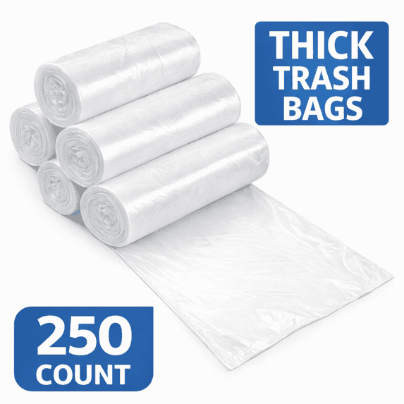 ProCure 7-10 Gallon Clear Trash Bags, 250 Ct. - S/M - Medium Density, 5 ...