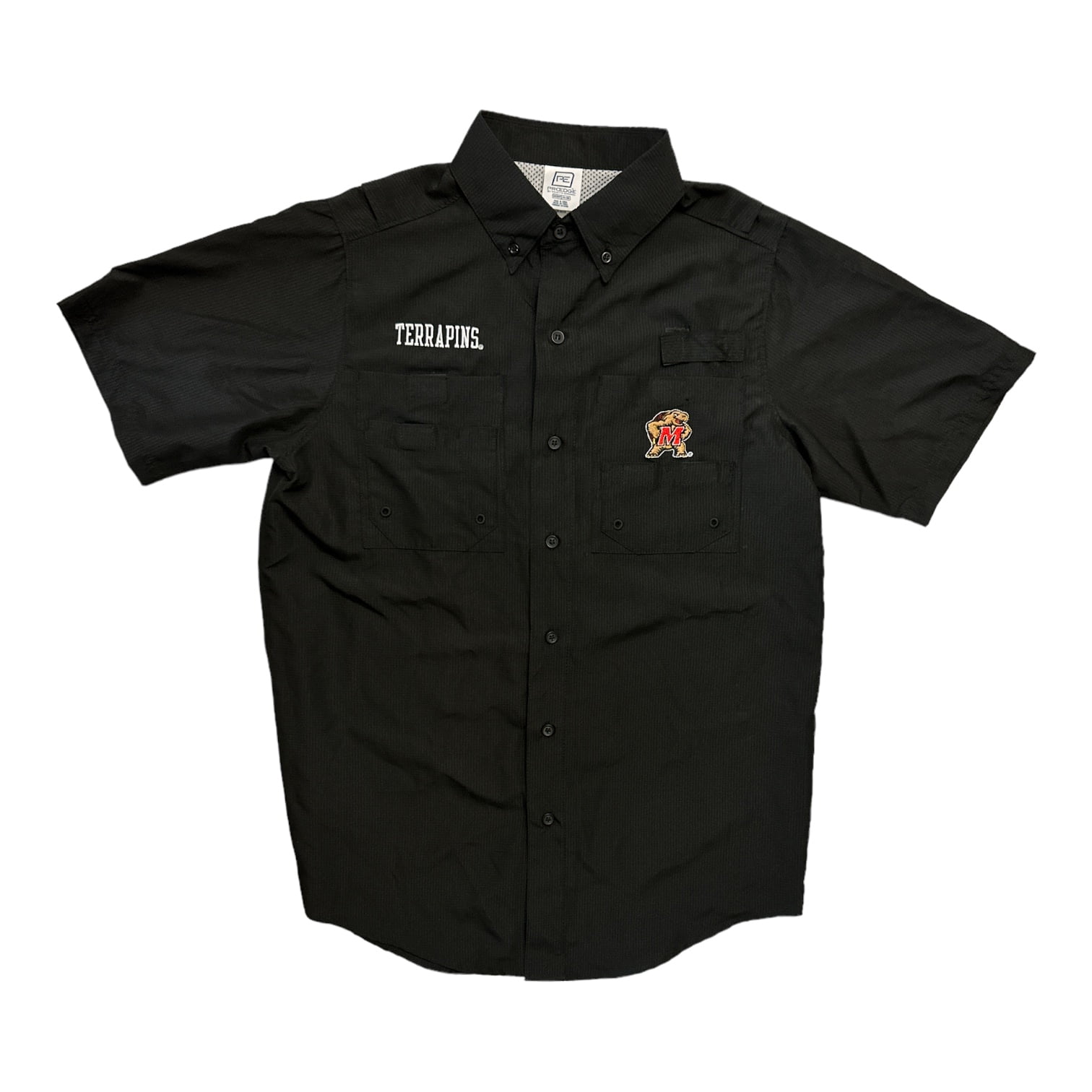 ProEdge Men's Sports Team Logo Short Sleeve Button-Down Shirt (Black ...