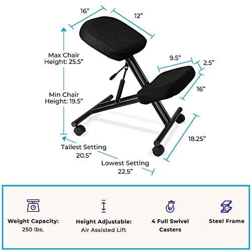 ProErgo Pneumatic Ergonomic Kneeling Chair | Fully Adjustable Mobile ...